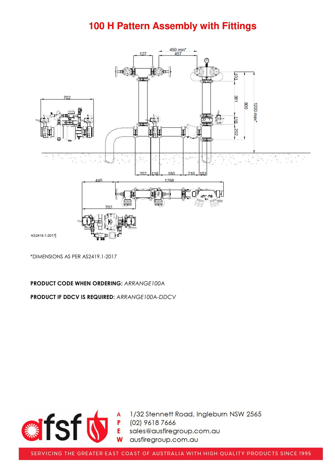 100 GAL H-PATTERN WITH FITTINGS C/W DDCV – australianfiresupplies