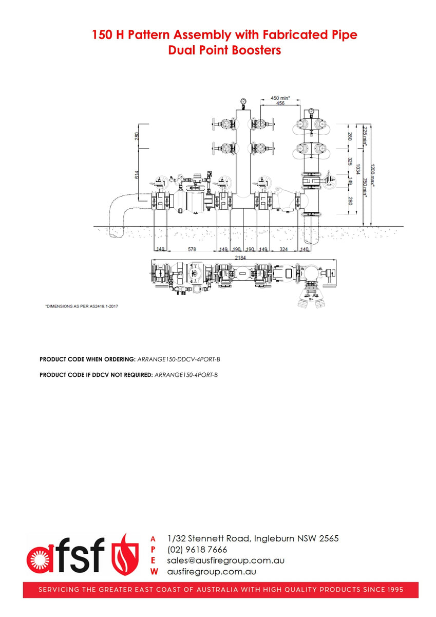 150 GAL H-PATTERN 4PORT WITH FAB PIPE – australianfiresupplies