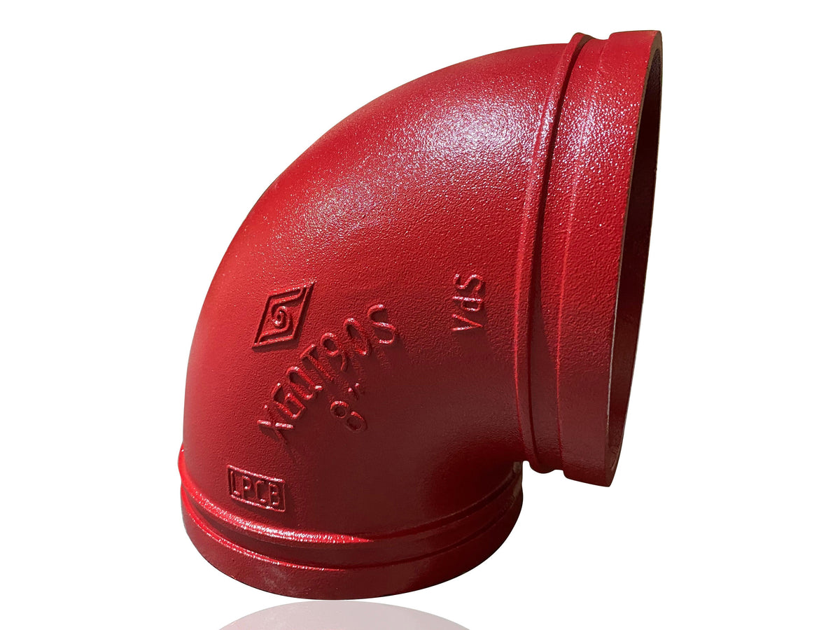 200MM PAINTED ROLL GRVD 90DEG ELB – australianfiresupplies
